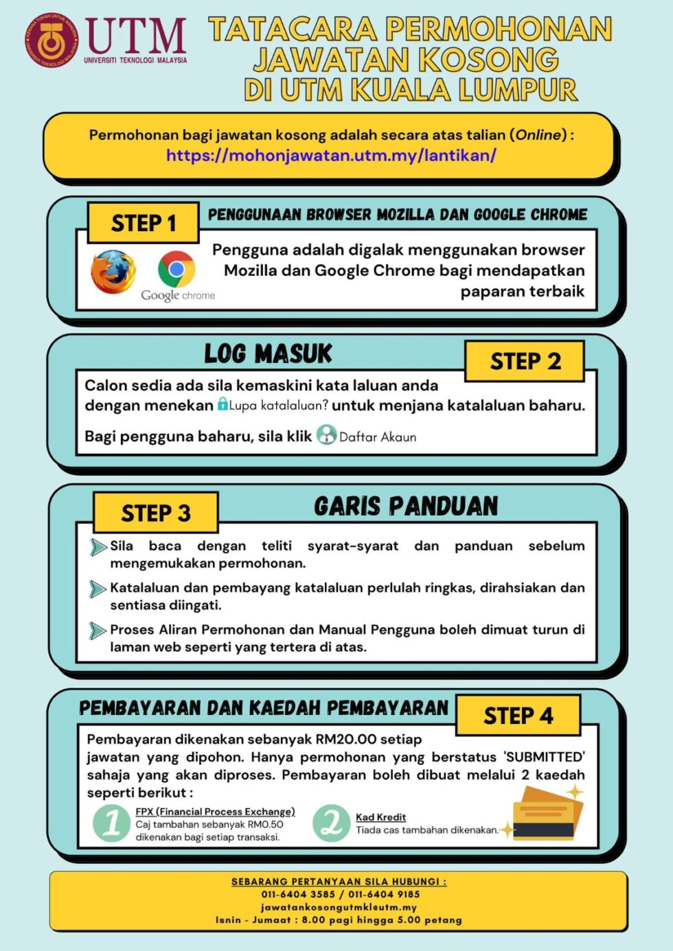 JAWATAN KOSONG UTM KUALA LUMPUR | BAHAGIAN PENDAFTAR KUALA LUMPUR